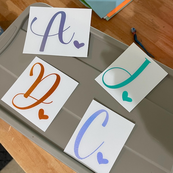 Single Letter Decal | Letter With Heart | Monogram Decal | Single ...