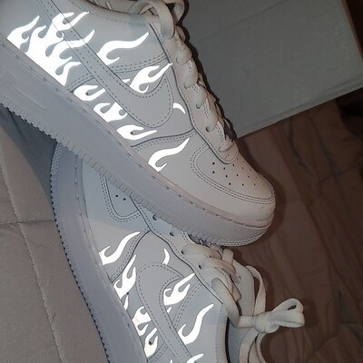 Reflective Flames White Nike Air Force 1 Custom Air Force 1s One 3m ...
