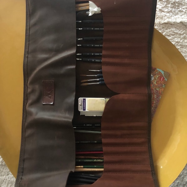 Artist Gift Large Leather Brush Roll up Professional Artist Roll ...