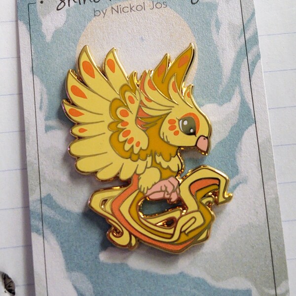 Phoenix Bird Pin Set - Gold or Silver Plated Hard Enamel Pin Set of ...
