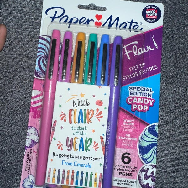 Back to School Teacher Gift Tag, Flair Pen Gift Tag, First Day of ...