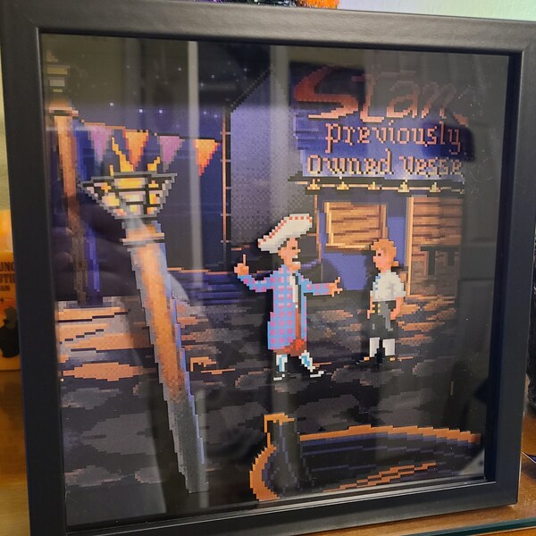 Monkey Island 3D Bookend Shadow Box Art Guybrush and Stan Shadow Box ...