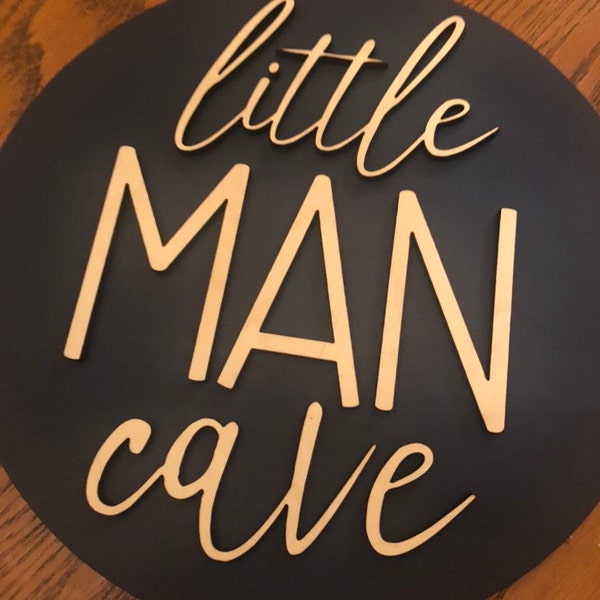 Little Man Cave Round 3D Wooden Sign || Boys Room Decor || Baby Shower ...