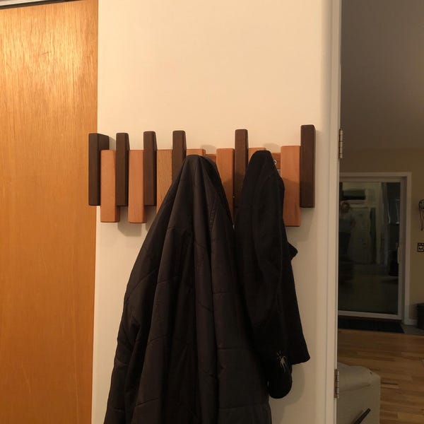 Modern Solid Wood Piano Coat Rack, Flip Down Magnetic Coat Hat Towel ...