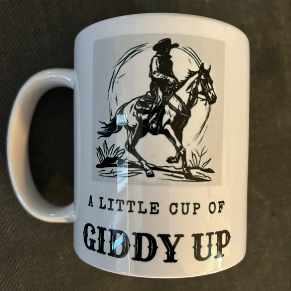 Mug Cowboy Giddy up Coffee Mug Western Design Cowboy Mug Funny Saying ...
