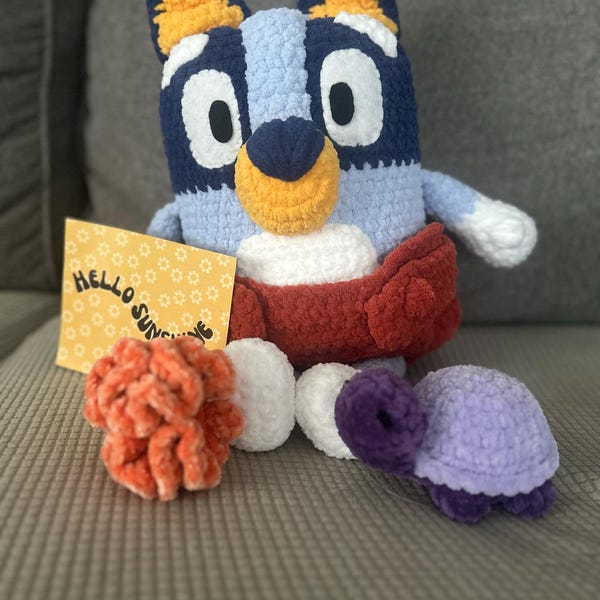 Crochet Blue Heeler Plushie - Bluey - Etsy