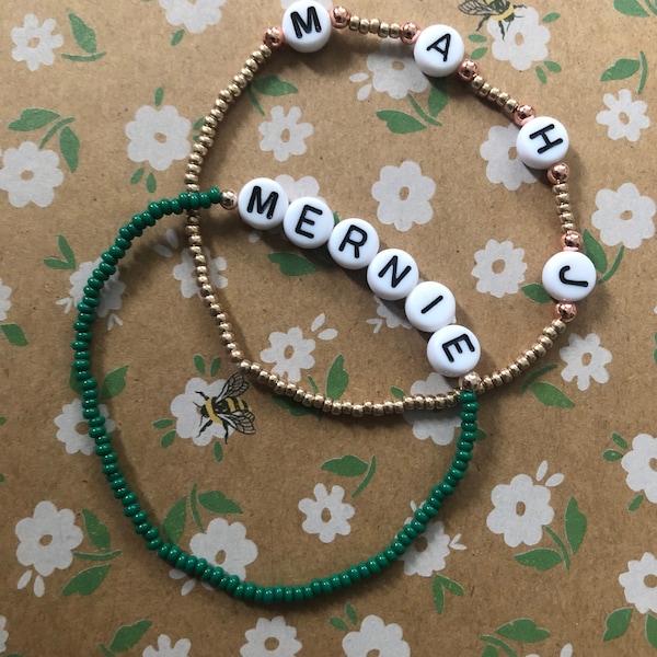 Personalised Beaded Initial Bracelet - Etsy