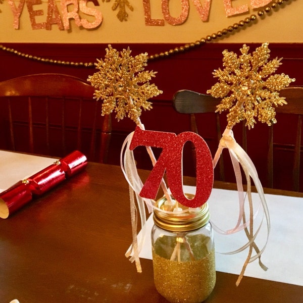 70 Centerpiece Picks, Age Centerpiece Sticks, Glitter Age Centerpiece ...