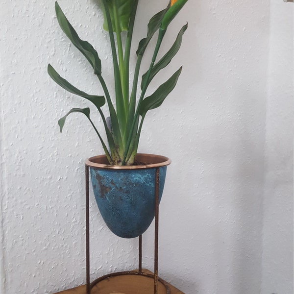 Solid Copper Plant Pot With Stand - Etsy