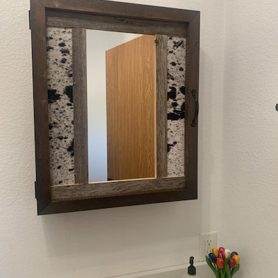 Cowhide Framed Mirror With Hangers - Etsy