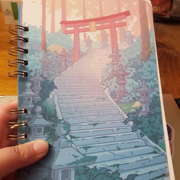 Kawaii Anime Japan Print - Fuji Temple Lake - by Kiaru - Etsy