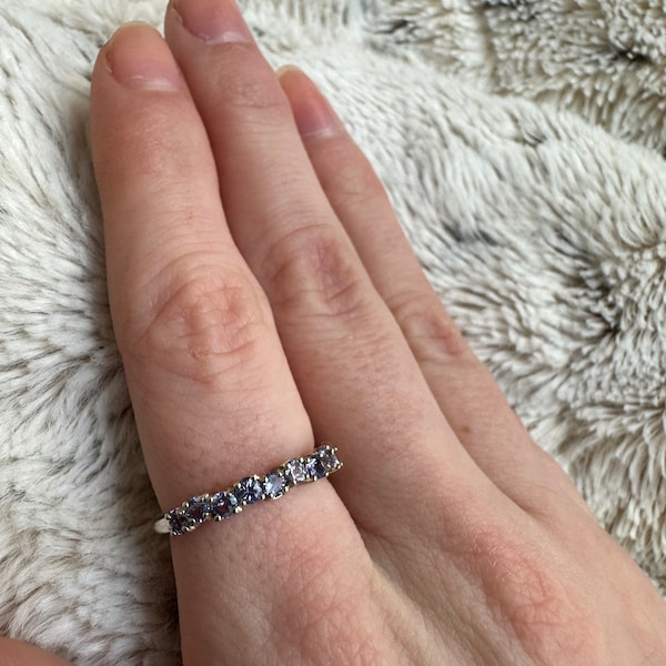 Natural Tanzanite Band, Tanzanite Wedding Band, Half Eternity Stacking ...