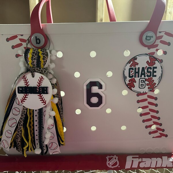 Personalized Baseball Bag Tag: Acrylic Charm With Tassel - Etsy