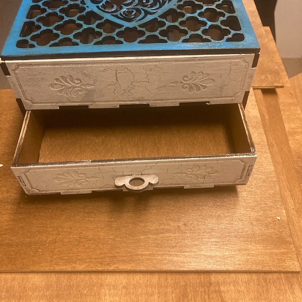 Laser Cut Chest of Drawers Jewelry Box, Wooden Gift Box, Laser Cut ...
