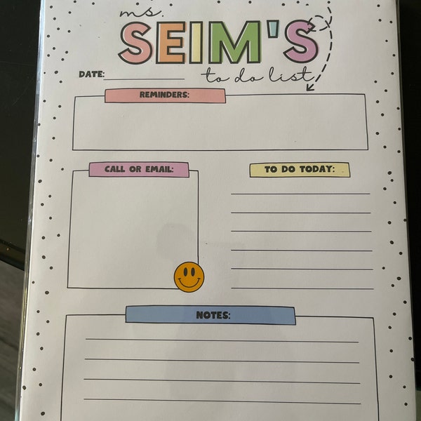 Personalized Teacher to Do List Notepad + Custom Teacher Notepad ...