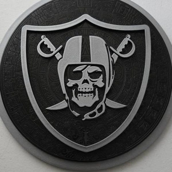 12” Raiders Skull With Aztec Calendar - Etsy