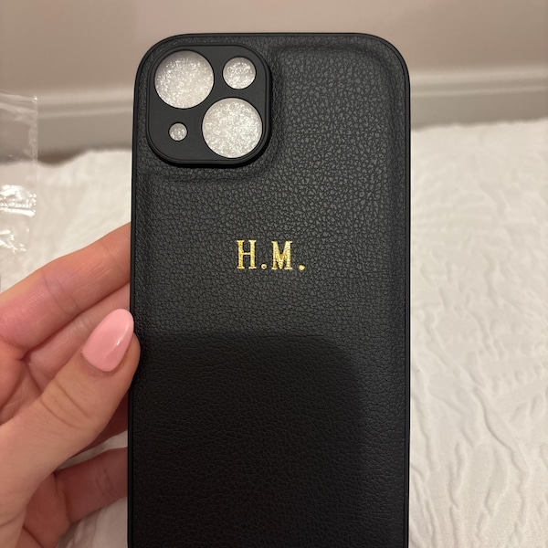 Personalised Initials Engraved Leather Texture Shockproof Case for ...