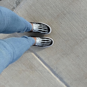 Custom Slip on Vans Skeleton Skull Head - Etsy