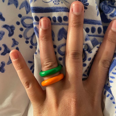 Handmade Polymer Clay Wide Scribble Rings Cute Chic Personalised - Etsy