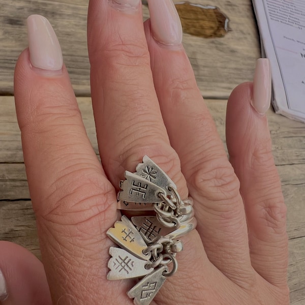 Dangling Ring With Charms, Yellow 14K Gold Plated Sterling Silver ...