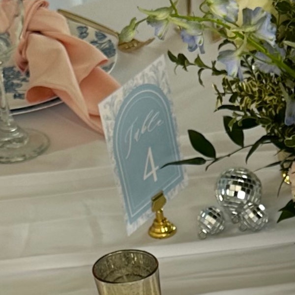 Dusty Blue Wedding Table Number| Arched Table Number Cards| French ...