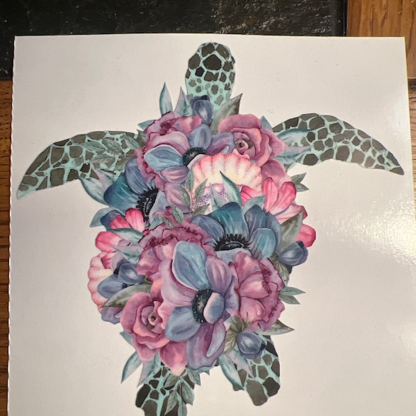 Sea Turtle Flower Vinyl Printed Sticker Decal Accessories, Hood Decals ...