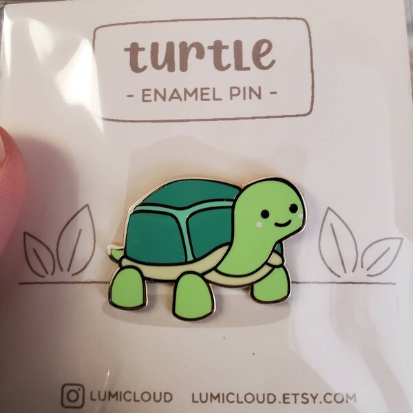 Turtle Pin - Cute Lapel Hard Enamel Pin - Art by Lumicloud - Etsy