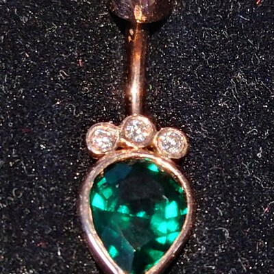 14 Karat Solid Gold J Barbell Belly Button Ring. Ruby Navel Ring ...