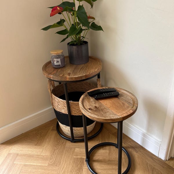 Set of 3 Solid Mango Wood Wall Shelves CHOOSE FROM 30cm, 25cm and 20cm ...