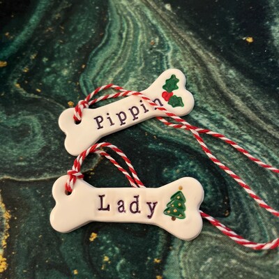 Dog Bone Personalised Clay Decorations Pets, Personalised, Handmade ...