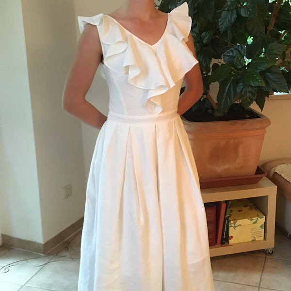 Ethereal A-line Goddess Wedding Dress: Rustic Forest Linen Gown for ...
