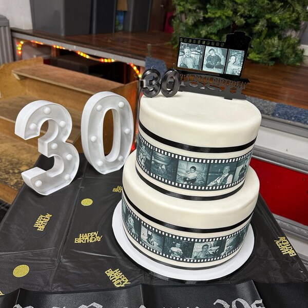 Edible Film Reel Icing Cake Wrap - Pre Cut. 3 Strips per Sheet (5 ...