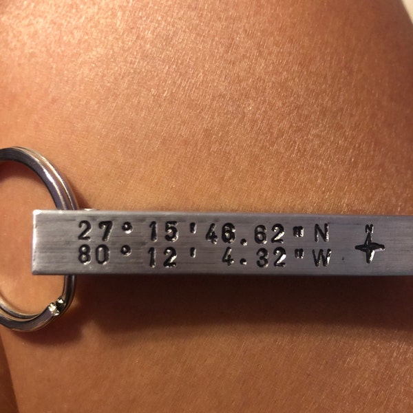 Custom Keyring, GPS Coordinates Keychain, Personalised Keychain, Custom ...