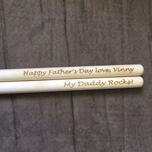 Personalized Drum Stick Pair, Engraved Drumsticks My Daddy Rocks for ...