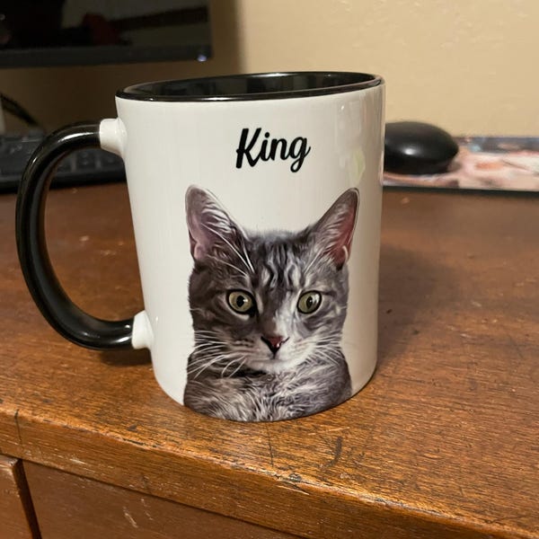 Custom Cat Mug With Name, Custom Cat Face Mug, Cat Coffee Mug Gift, Cat ...