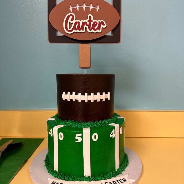 Football Cake Topper, Personalized Football Cake Topper, Football ...