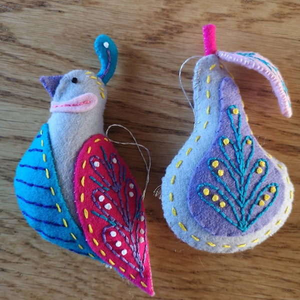 Partridge & Pear PDF Pattern for a Hand Sewn Wool Felt Christmas ...