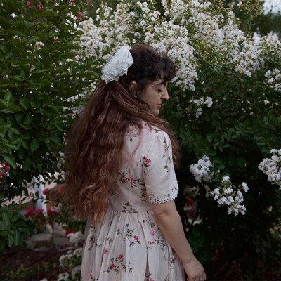 Floral Lace Drape Bow Translucent Mesh Bow Hair Accessory for Woman - Etsy