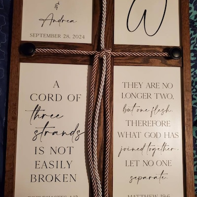 A Cord of Three Strands Unity Ceremony Idea Cross Braid Wedding Signage ...