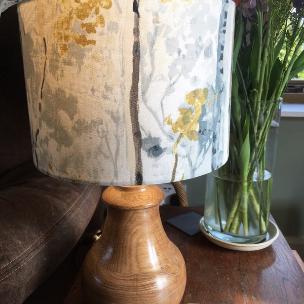 Yellow & Silver Birch Tree Lamp Shade Handmade UK Table or Ceiling Drum ...