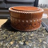 Round Jewelry Box Leather Pattern: Leather Jewelry Box Trinket Box ...