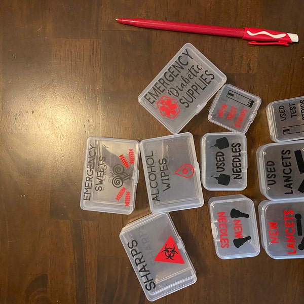 Small Diabetic Supply Storage Containers for Lancets, Needles, Test ...