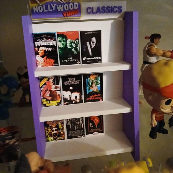 Miniature VHS Rental Shelf and Movies - 80s 90s Nostalgia - Mini Horror ...