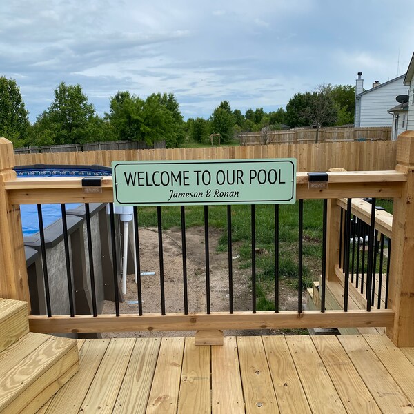 Welcome Pool Sign, Personalized Pool Family Name Sign, Custom Swimming ...