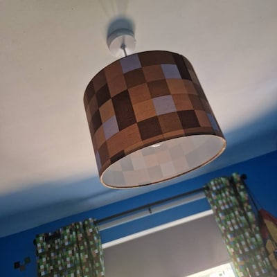 Minecraft Lampshade Boys Birthday Gift Light Shade Green Pixelated ...