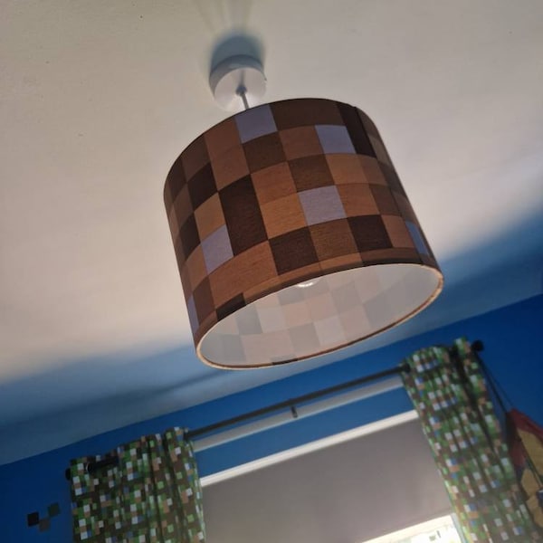 Minecraft Lampshade Boys Birthday Gift Light Shade Green Pixelated ...