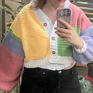 Crochet Colorblock Cardigan Written Pattern Beginner-friendly - Etsy
