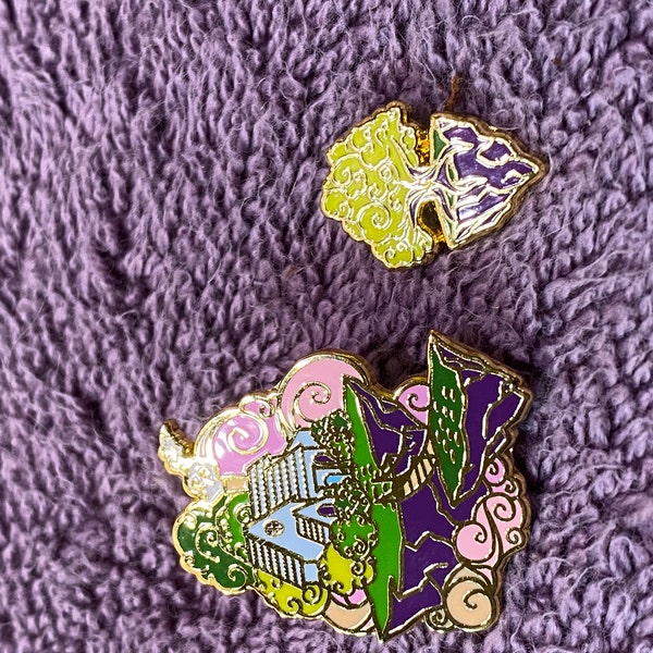 Gold Ocean of Sky Floating Islands Hard Enamel Mini Pin Set - Night ...