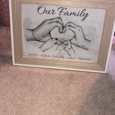 Personalised Family Hands Unframed Portrait Poster Print, New Baby Gift ...