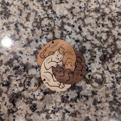 Interlocking Cat Trio Keychains Family, Friendship, Poly Relationship ...